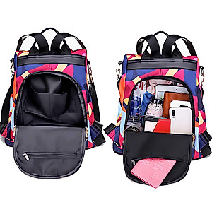 COFIHOME Fashion Backpack for Women Anti-theft Waterproof Rucksack Daypack Shoulder Bag Ladies Rucksack Laptop Handbag Casual Travel Hiking Backpack Purse with Pom Pom Keychain, Large, Multicolor