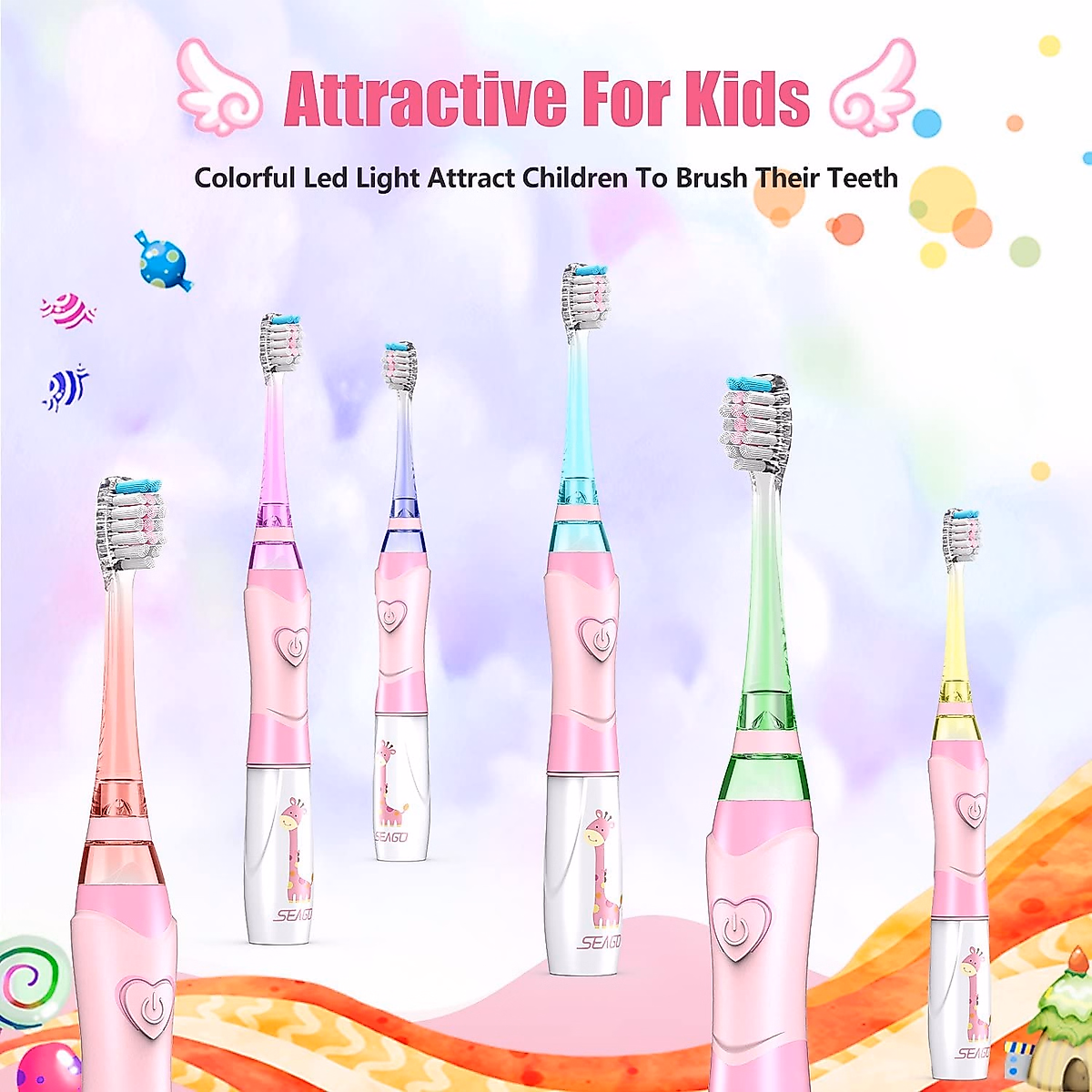 DADA-TECH Kids Electric Toothbrush with Replacement Heads (DT-K6)