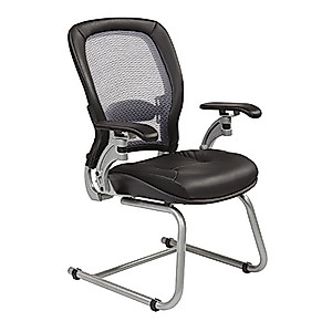 SPACE Seating Air Grid Back with Leather Seat Visitors Chair, Black