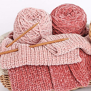 Brown Velvet Crochet Yarn, 100g/0.22lb Fluffy Chenille Yarn for Knitting and Handmade Projects