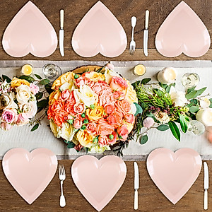 DYLIVeS Pink Heart Shaped Dessert Plates, 9'' Disposable Love Paper Plates Heart Party Decorations Heart Party Supplies for Graduation, Holiday, Wedding, Birthday Party, Bridal Shower (40 Count)