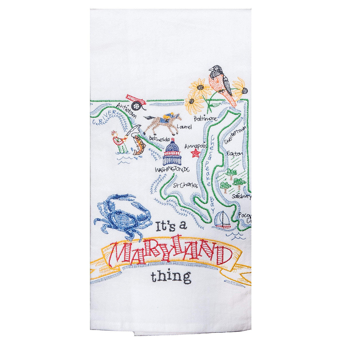 Kay Dee Designs ST Thing Maryland EMB F/S Dish Towel, 17.5 x 28, Various