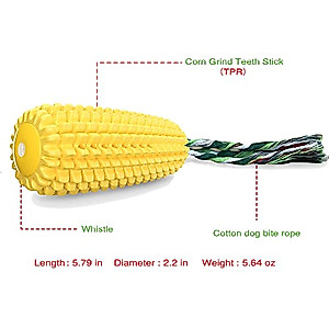 PunkyKom Dog Chew Toys, Puppy Toothbrush for Cleaning Teeth,Dog Squeak/Non-Squeak Toys Interactive Corn Toys, Dog Toys Aggressive Chewers for Small/Medium/Large Dog.