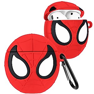 Lupct for Airpods 2/1 Case Cute Cartoon Character Silicone for Apple Air Pods Cover for Kids Girls Boys Shell Fashion Funny Fun Cool Unique Stylish Soft Protective Cases for AirPods 1&2(Red)