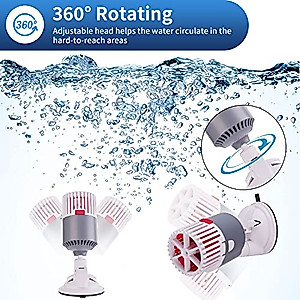 Aquarium Wave Maker,CHERLAM Circulation Pump 360° Rotating,1981GPH Powerhead Submersible Water Pump for FIsh Tank,Mini Water Circulation Device
