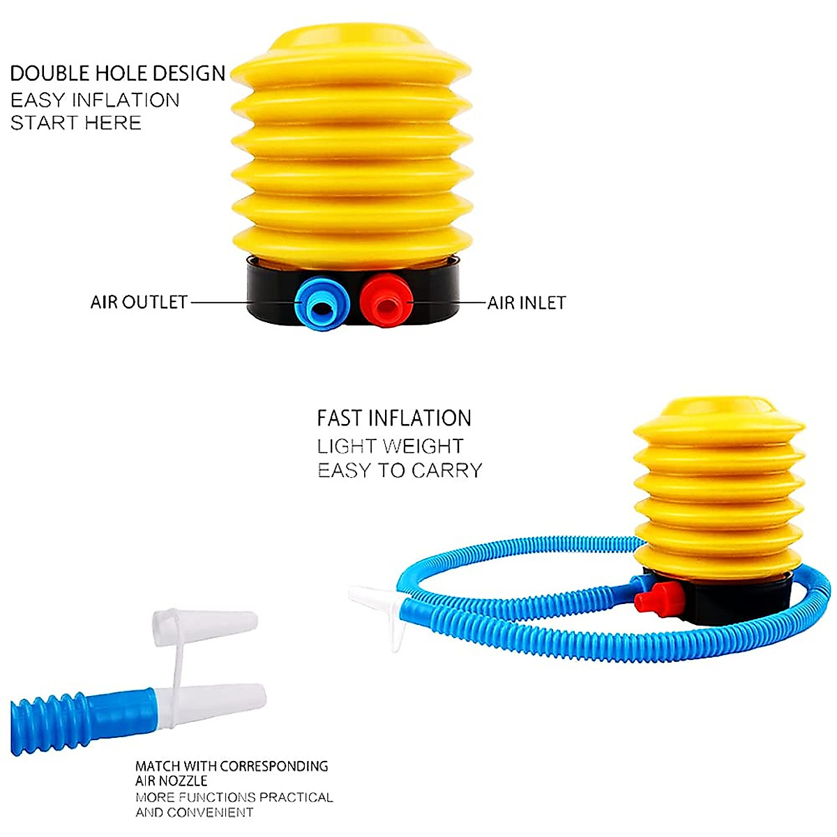 Plastic Bellows Foot Pump, Foot Pump - Sports Inflatable Pump for Inflatables, Yoga, Bed, Mattress, Inflatable Boat, Exercise Ball, Balloon, Balls, Swimming Ring & Toys