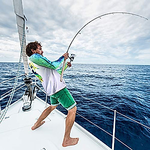 Palmyth Fishing Shirt for Men Long Sleeve Sun Protection UV UPF 50+ T-Shirts with Pocket (Mahi/Lighthouse, Large)