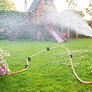 Hourleey 6 Pack Garden Hose Guide Spike, 10 Inch Rustproof Zinc Sturdy Metal Stake, Heavy Duty Spin Top, Keeps Garden Hose Out of Flower Beds for Plant Protection