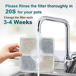 PewinGo Cat Water Fountain Filter 12 Pack for 84oz/2.5L Automatic Pet Fountain Cat Water Fountain Dog Water Dispenser, Cat Fountain Filter Replacement 3 Triple Filtration System