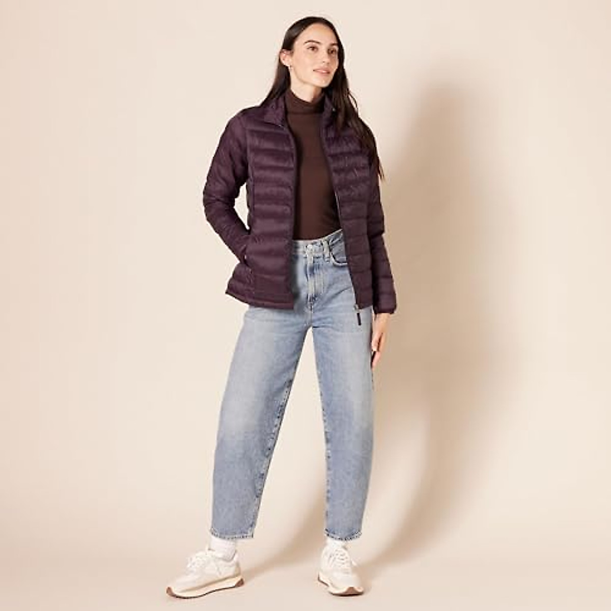 Amazon Essentials Women's Lightweight Long-Sleeve Water-Resistant Packable Puffer Jacket (Available in Plus Size), Burgundy, X-Large