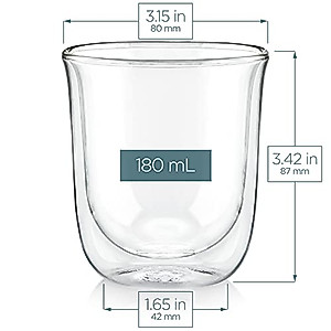 Teabloom Tulip Insulated Glasses for Tea, Espresso and Other Beverages - Double Walled Heatproof Glass Maintains Drinks Hot/Cold, 6 oz (Set of Four)
