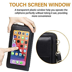 Women Touch Screen Purse Small Crossbody Phone Bag RFID Protection Wristlet Cell Phone Wallet (Wristlet Strap NOT Include)
