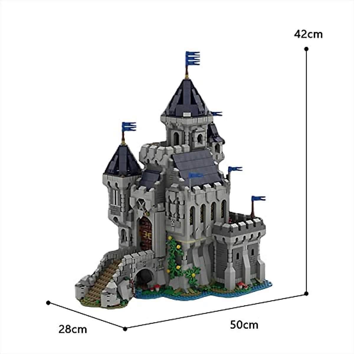 Street View Series MOC-101775 Medieval Castle MOC European Medieval Black Falcon Knight's Castle Assembled Building Blocks Educational Toy Set Compatible with L-e-g-o（3284PCS）