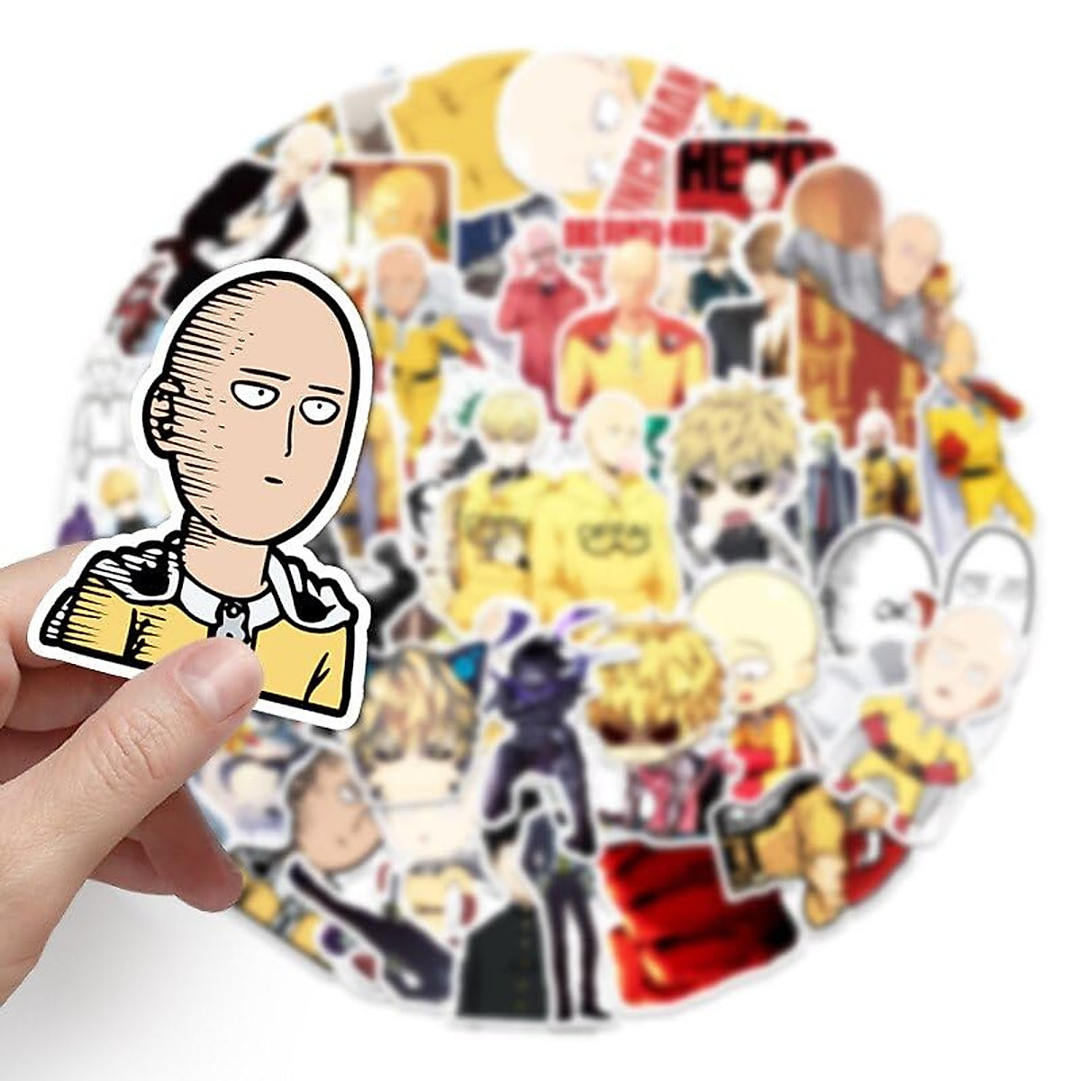 50Pcs One Manga Punch Anime Stickers Bike Trunk Travel Laptop Skateboard Waterproof Genoses Saitama Sticker Kid Toys Wholesale Papelería Impermeable Regalo Anime Pegatina Botella Teléfono Película