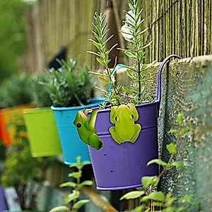 UDOME Plant Decorations for Pots, Miniature Fairy Garden Set of 2 Mini Hanging Frog Figurines, Terrarium Frog Flower Pot and Vase Hugger, Creative Hanging Animal Potted Ornaments, Green