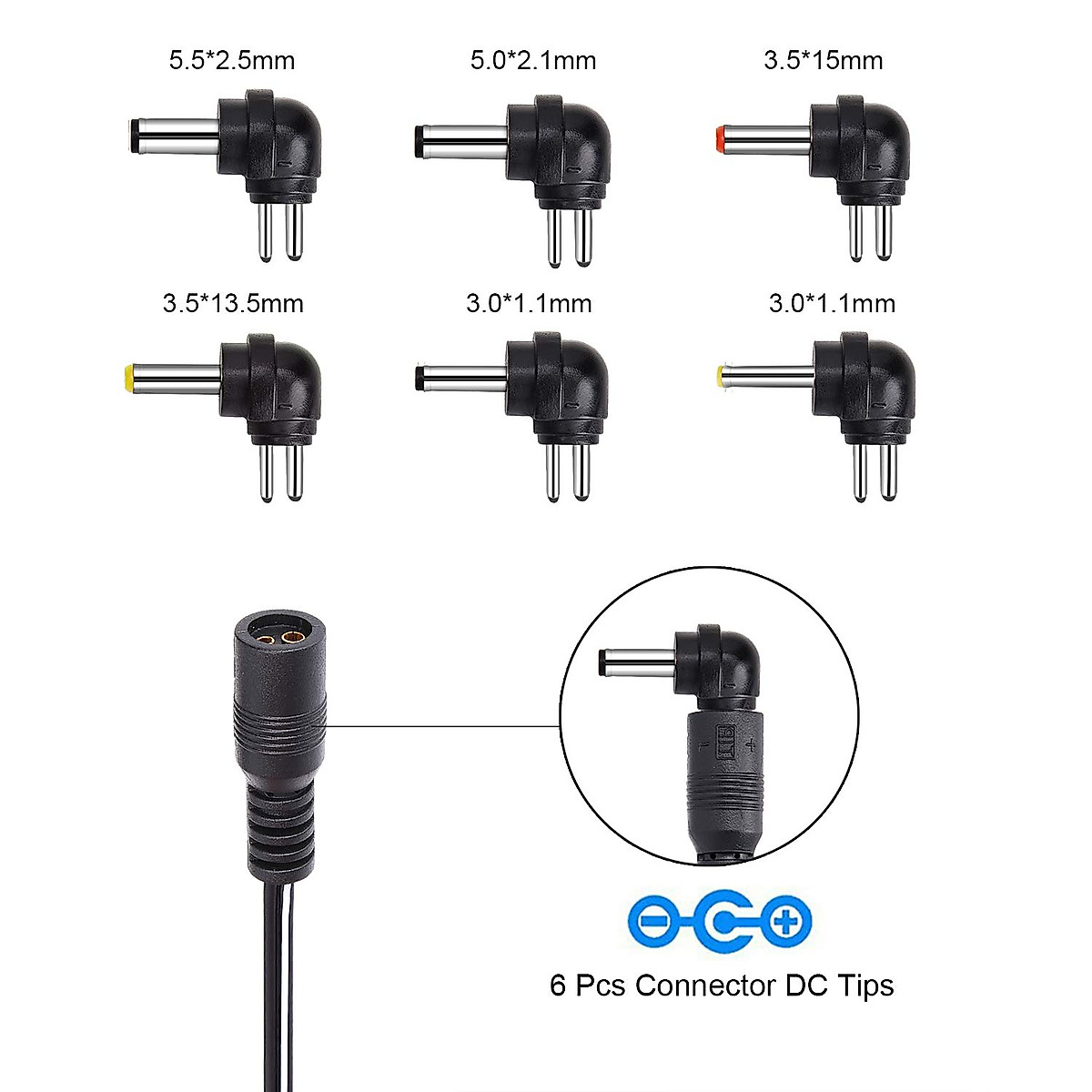 30W Universal Adapter Adjustable AC to DC Switching Power Supply with 6 Selectable Connector Tips & 5V USB Charger Ouput, 3V to 12V Regulated Voltage Replacement for Speakers Router LED Strip Lights