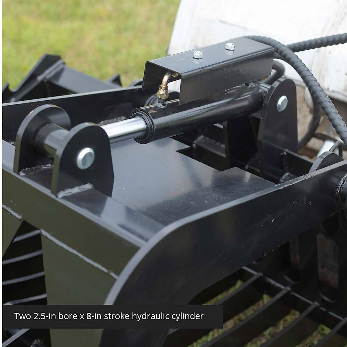 Titan Attachments 72-in Fine Grade Rock Grapple Skeleton Rake with Teeth, Universal Skid Steer Quick Tach