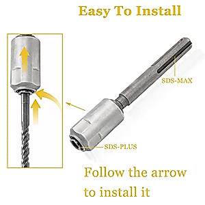 Kyuionty SDS Max to SDS Plus Adapter, 40Cr Steel SDS-max to SDS-Plus Drill Converter Shank Quick Tools for Demolition Hammers, Rotary Hammers (Silver)