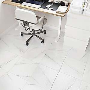 WESTICK Marble Vinyl Tiles Peel and Stick Floor Bathroom Floor Tile Peel and Stick Waterproof Non-Slip Stick on Tiles Marble Vinyl Flooring for Bedroom Kitchen RV Camper Laundry Room 12" x 12" 5 PCS