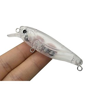 10PCS Unpainted Lure Blanks 6.36g 6.6cm with Free 6mm Eye Crankbait Simulation Blank Body Clear Hard Baits Trout Salmon Minnow Lure Popper Lures Topwater Freshwater 8423