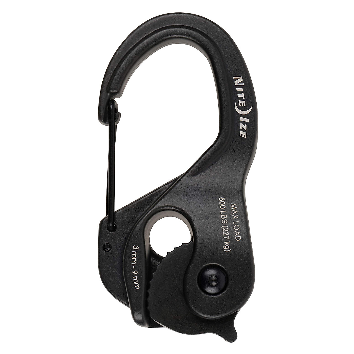 Nite Ize CamJam XT Aluminum Rope Tightener, Large - Versatile Tie Down Cam Mechanism with Carabiner Clip - Secure Hiking Gear Essential - Rope Tie Down Accessory - Large, Black