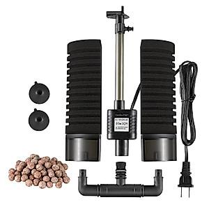 Carefree Fish Aquarium Filter with Water Pump 4 Sponges and 1 Bag of Filtered Ceramic Balls Fish Tank Quiet Filter for Salt Water and Fresh Water