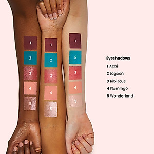 JOAH Beauty Flamingo Garden Cheek and Eyeshadow Palette, Highly Pigmented, Includes 5 Tropical Colored Eye Shadows, 2 Natural Blush Shades & 1 Pink Shimmer Highlighter, 1 Eye & Cheek Makeup Kit