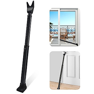 AceMining Upgraded Door Security Bar & Sliding Patio Bar, Heavy Duty Stoppers Adjustable Jammer for Home, Apartment, Travel (1 Pack,Black)