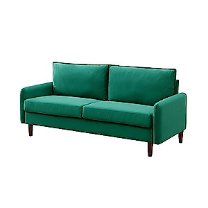 YUNLife&Home Loveseat Sofa,Modern Decor Accent Futon Love Seat Bed for Living Room Bedroom Napping,Tufted Upholstered Small Recliner Couch Furniture,Solid and Easy to Install, Velvet Green 70.9" w