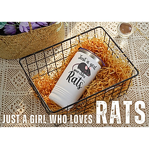 Onebttl Rat Gifts For Girls, Gifts for Rat Lover, Just A Girl Who Loves Rats 20 oz/590 ml Stainless Steel Insulated Tumbler with Straw, Lid, Gifts Card