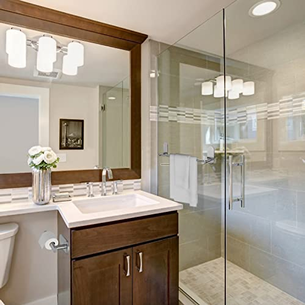 HouseAid 5-Piece Self Adhesive Towel Holder Set for Bathroom, Adhesive Bathroom Hardware Accessories Including Towel Ring, Toilet Paper Holder, 18” Towel Bar and 2 Towel Hooks, Brushed Nickel