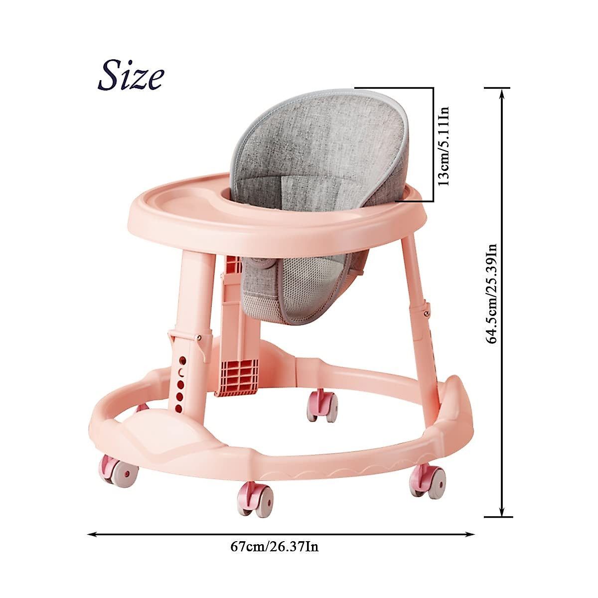 Push Along Walker Baby Activity Center Walker from 6 Months Baby Jumpers Mute Anti-Rollover Toddler Walker,Multi-Function, Dining Table (Color : Pink)