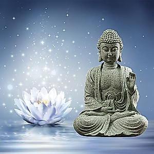 YUEFUDU Meditating Sandstone Buddha Fish Tank Decoration Fish Tank Accessories Tank Home Garden Decoration, Simulation Crafts Fish Tank Accessories(Fearless)