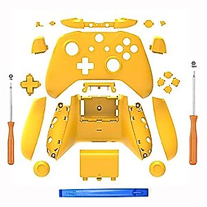 SN-RIGGOR Replacement Housing Full Shell Set Full Buttons Set Faceplates ABXY Buttons RB LB Bumpers for Xbox One S Slim Controller (3.5 mm Headphone Jack) S Controller Repair Parts (Yellow)