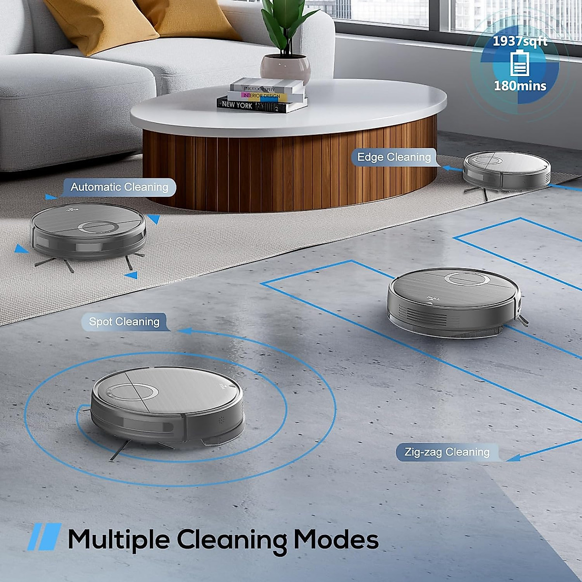 Robot Vacuum and Mop Combo, 2 in 1 Mopping Robot Vacuum Cleaner with Schedule, Wi-Fi/App/Remote, 2000Pa Max Suction, Self-Charging Robotic Vacuum, Slim, Ideal for Hard Floor, Pet Hair, Low-Pile Carpet