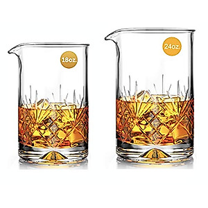 Mofado Weighted Crystal Cocktail Mixing Glass - 18oz 550ml - Thick, Stable, Heavy Hand Blown Crystal - Premium Seamless Design - Professional Quality