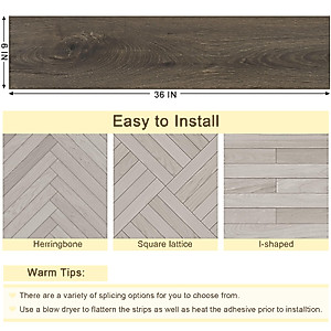 STICKEEP Bathroom Floor Tiles Peel and Stick Waterproof 6x36 in Vinyl Flooring Peel and Stick Floor Tile Kitchen Wood Vinyl Tiles Peel and Stick Floor for Living Room Office Bedroom Camper RV 4 PCS