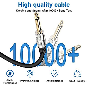 XMSJSIY 6.35mm 1/4 TRS Stereo Female to Dual 6.35mm 1/4 TS Mono Male Y Splitter Cable -50CM/19.68Inch