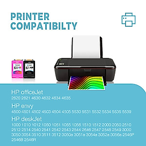 Printer Ink 61 61xl 61 XL Replacement for HP Ink 61 HP 61 Ink Cartridge Combo Pack Printer Ink HP 61 HP Envy 4500 5530 Printer Ink Cartridges (1 Black, 1 Tri-Color, 2 Pack)