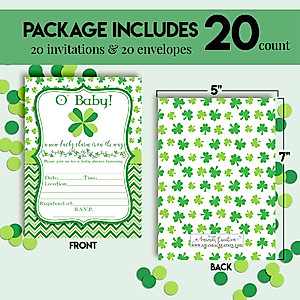 Amanda Creation O' Baby St. Patrick's Day Baby Shower Fill In Invitations set of 20 with envelopes
