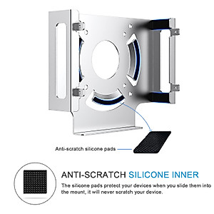 IFCASE Mac Mini Cooling Fan Mount, Behind Monitor, Under Desk, Wall Mount Cooling Fan Stand for Mac Mini 2010 to 2023 M2, Compatible VESA Holder with Anti-Scratch Pad (Silver)