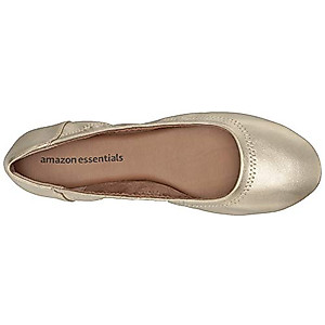 Amazon Essentials Women's Belice Ballet Flat, Gold, 9