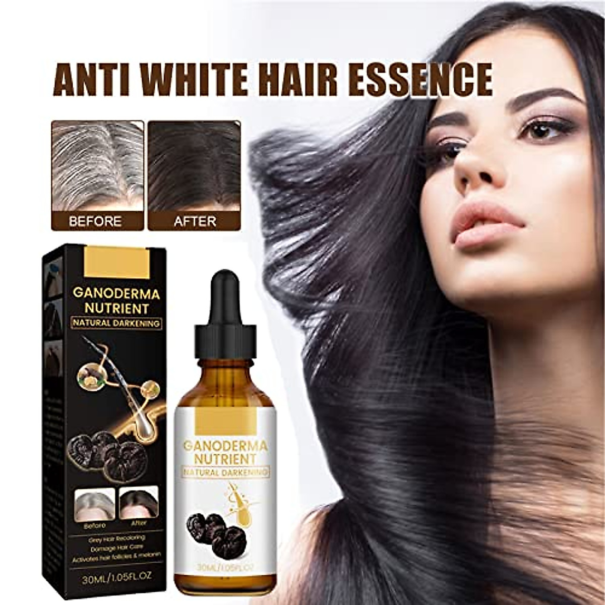 DARKA Anti-Greying Hair Serum, Hair Darkening Serum, Organic Ganoderma Nutrient Hair Grey Reverse Essence, Darken Your Hair Naturally Without Harming Them (3PCS)