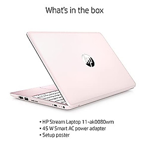 HP Diagonal HD Stream PC Laptop, Intel Celeron N4020 Processor, 4GB RAM, 64GB EMMC, 802.11ac, Bluetooth 4.2, HDMI, Windows 10 (Rose Pink), 11-11.99 inches (HP11ak)