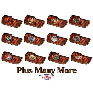 Custom Nocona Weave God Bless Texas Side Draw Knife Sheath left side