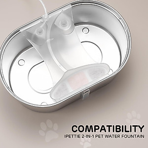iPettie Water Fountain Filters Kits for Twins Cat Water Fountain Stainless Steel with Two Spouts, IP-WF-S05-F4, 4 x Carbon Filter, 4 x Sponge Filter