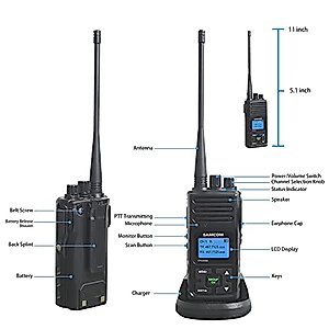 Two Way Radios, SAMCOM Long Range Walkie Talkies for Adults Rechargeable, 5 Watt High Power Portable 2-Way Radios with Group Talk Function for Business,School,Warehouse,Restaurant (Black 6 Pcs)