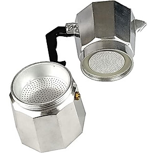 MINBAI Aluminum Espresso Coffee Maker Pot for Great Flavored Strong Espresso, Classic Italian Style Moka Pot, Makes Delicious Coffee, Easy to Operate & Quick Cleanup (12 cups)(Silver), XL, (MB-600)