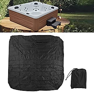 Mothinessto Spa Bath Rainproof Cover, Tear Resistant Dustproof Outdoor Spa Tub Cover 190 Silver Coated Polyester Taffeta for Garden(Black)