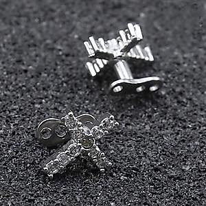 Titanium Dermal Anchor Top Crystal Micro Surface Skin Piercing 16G - Fan - Cross